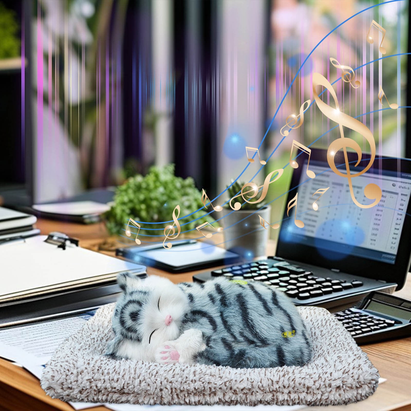 Dadiaei Realistic Lifelike Cat Plush Toy with Voice & Activated ...