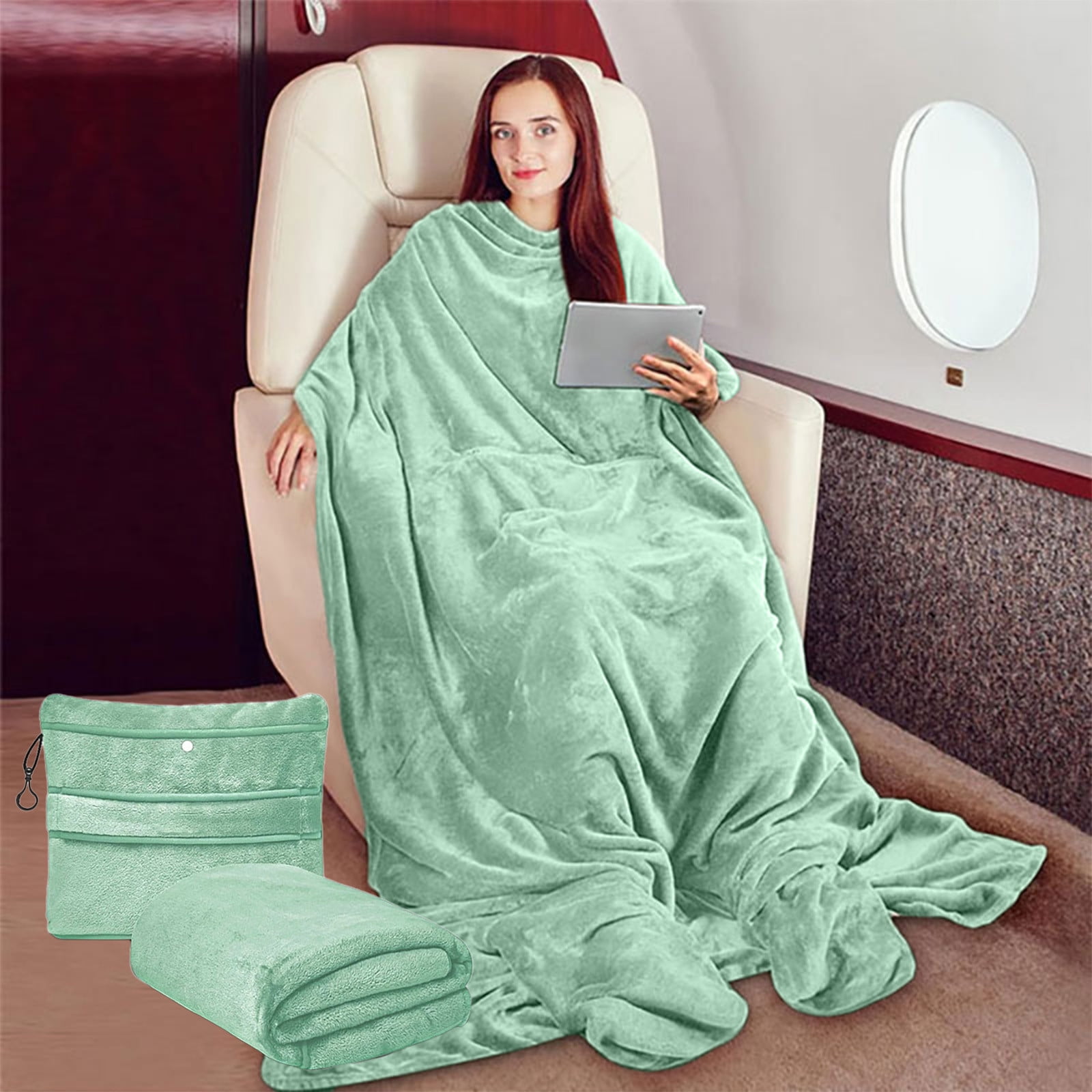 Dadiaei Ultra-Soft Fleece Wearable Blanket & Shoulder Wrap - Plaid ...