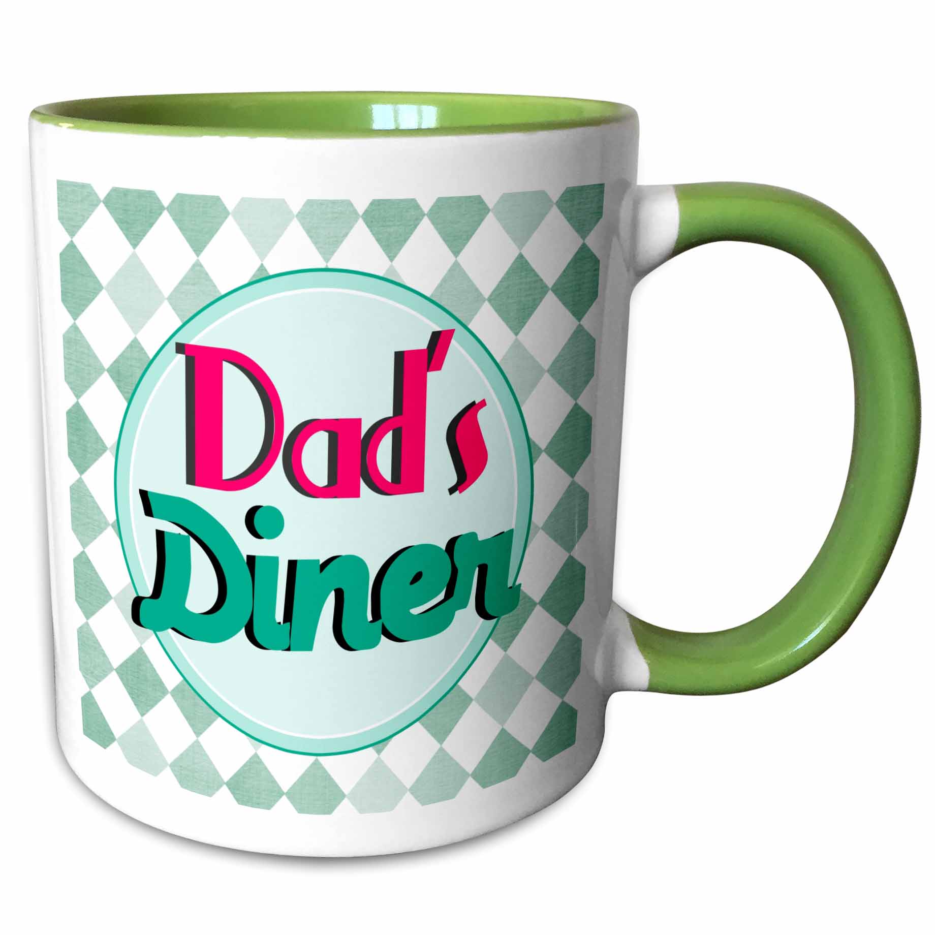 3drose, Dads Diner on Aqua Blue - Retro Hot Pink Turquoise Teal 1950s ...