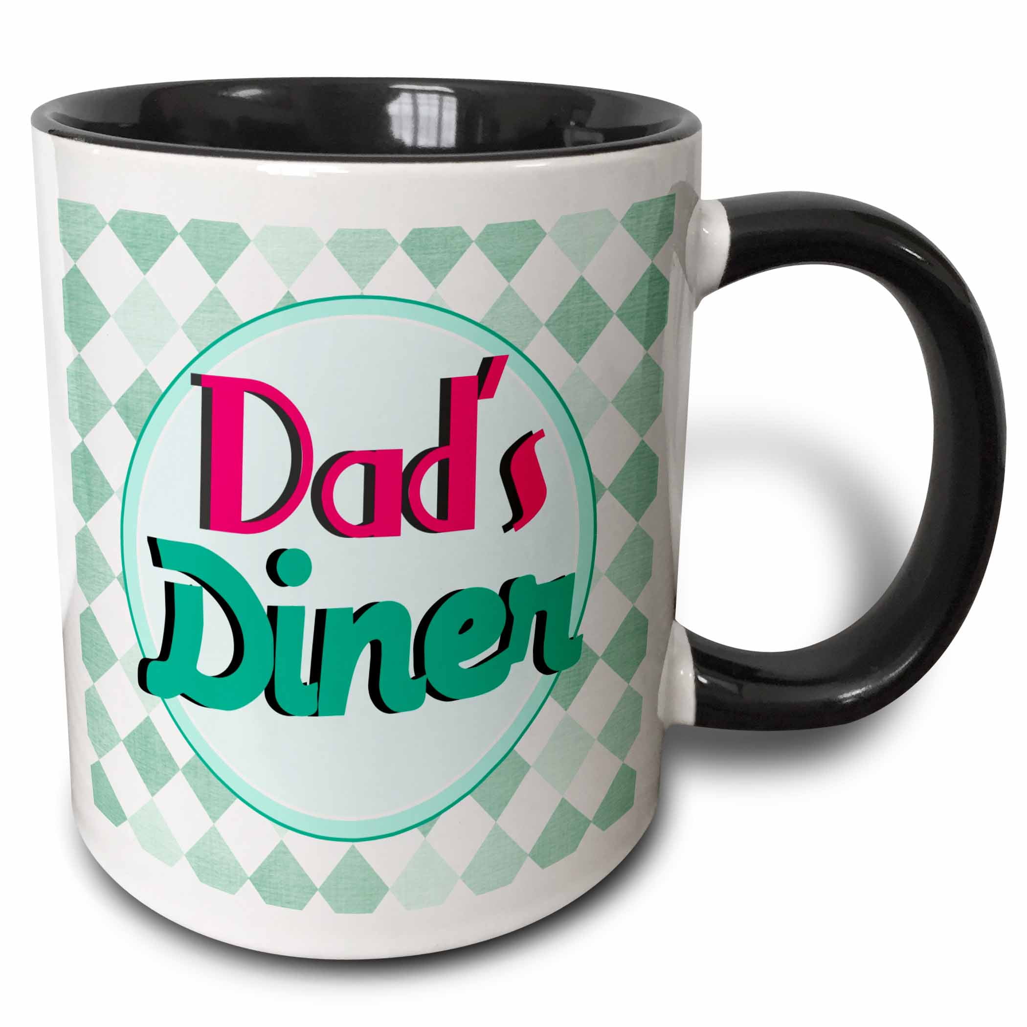 Dads Diner on aqua blue - Retro hot pink turquoise teal 1950s style 50s ...