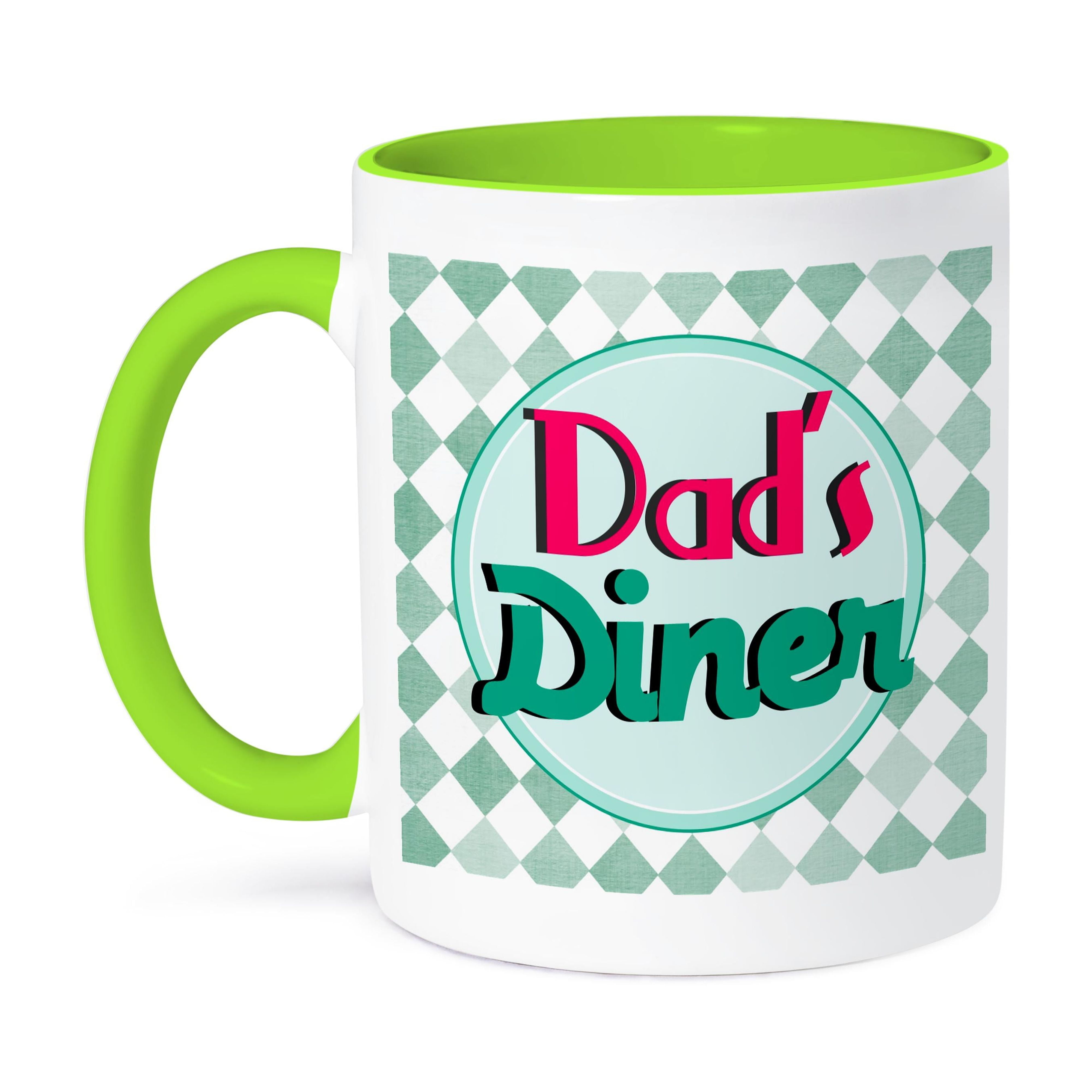 3dRose, Dads Diner on aqua blue - Retro hot pink turquoise teal 1950s ...
