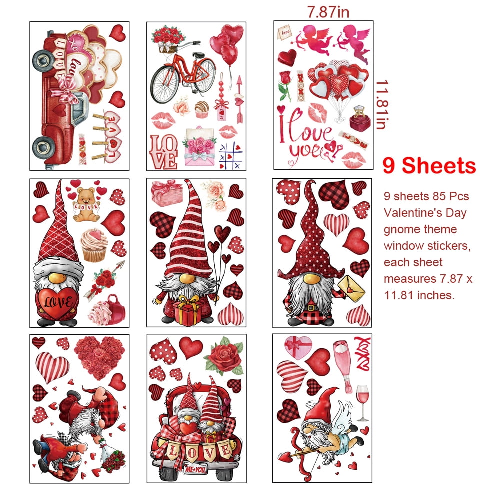 Dadypet Decals,Decals Party 9 Party Decals Window Heart Window Reusable ...