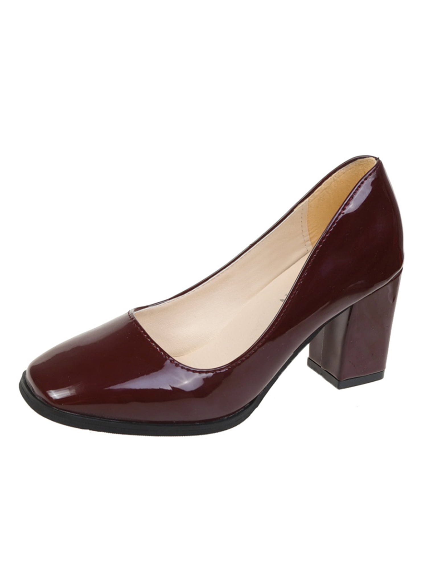 Daeful Low Heel Dress Shoes for Women Ladies Slip On Dress Pump Shoes ...