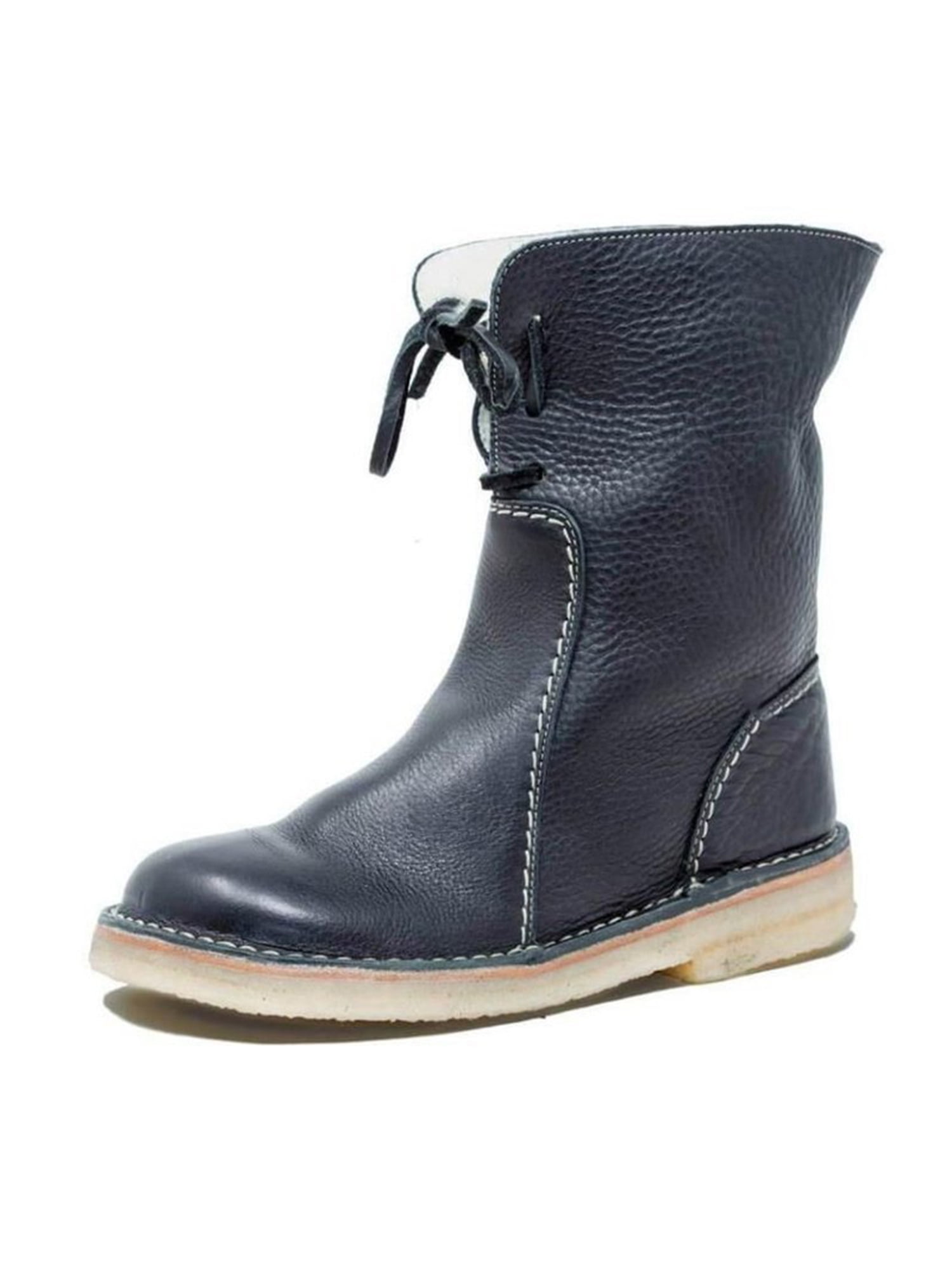 Daeful Women Winter Booties Pull On Riding Boot Plush Lined Snow Boots ...