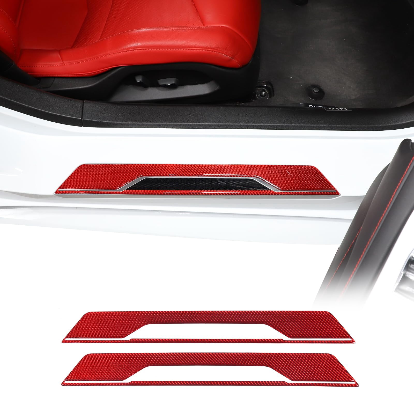Daeiclru Car Door Sill STF9 Protector, Real Carbon Fiber Door Sill ...
