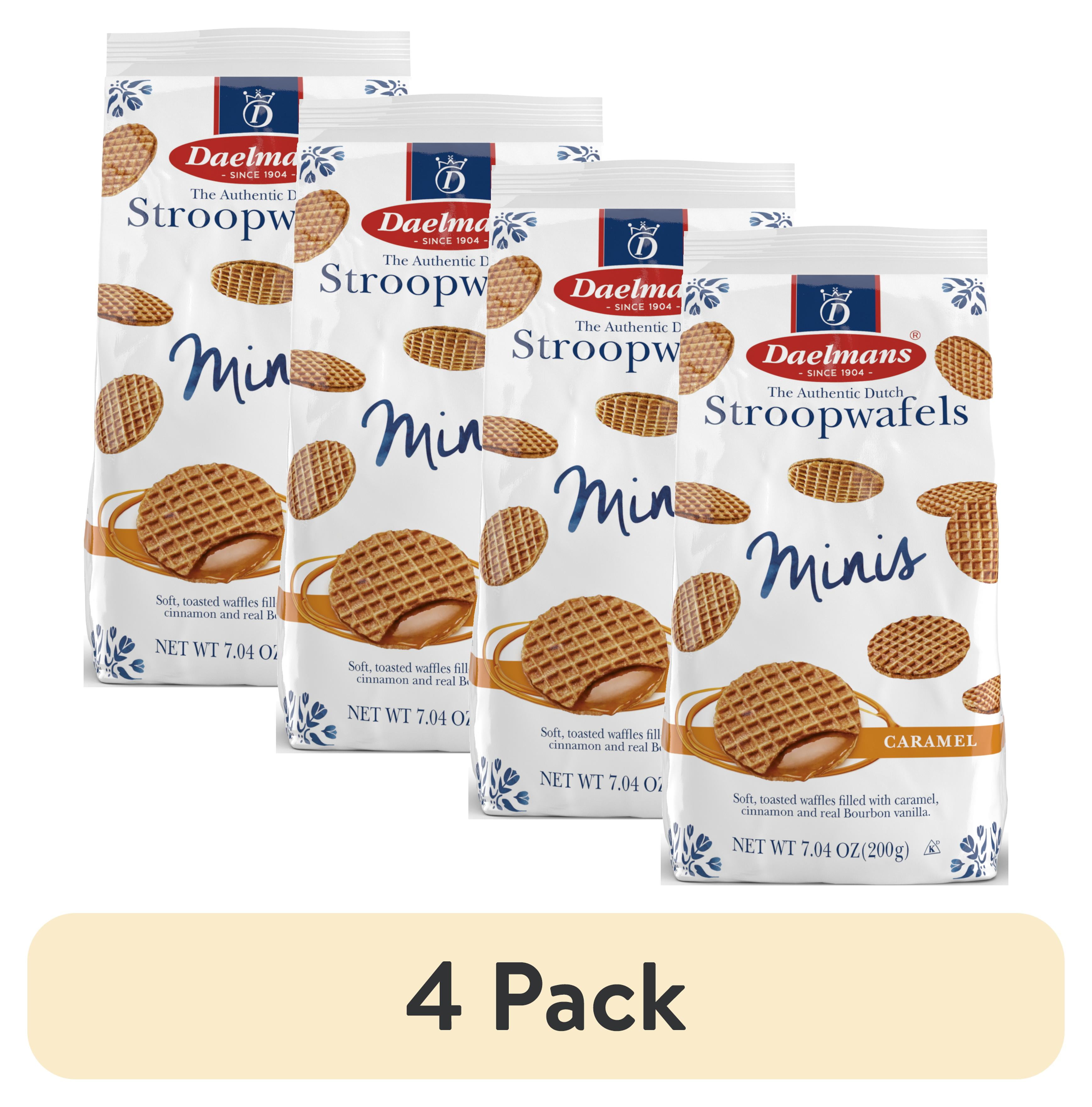 (4 pack) Daelmans Caramel Stroopwafels Minis, 7.04OZ Bag, 6 Servings ...