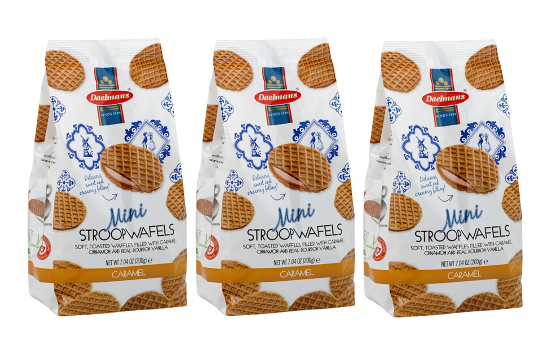 Daelmans Dutch Mini CARAMEL Stroopwafel Wafers 7.04 Oz (Pack of 3 ...