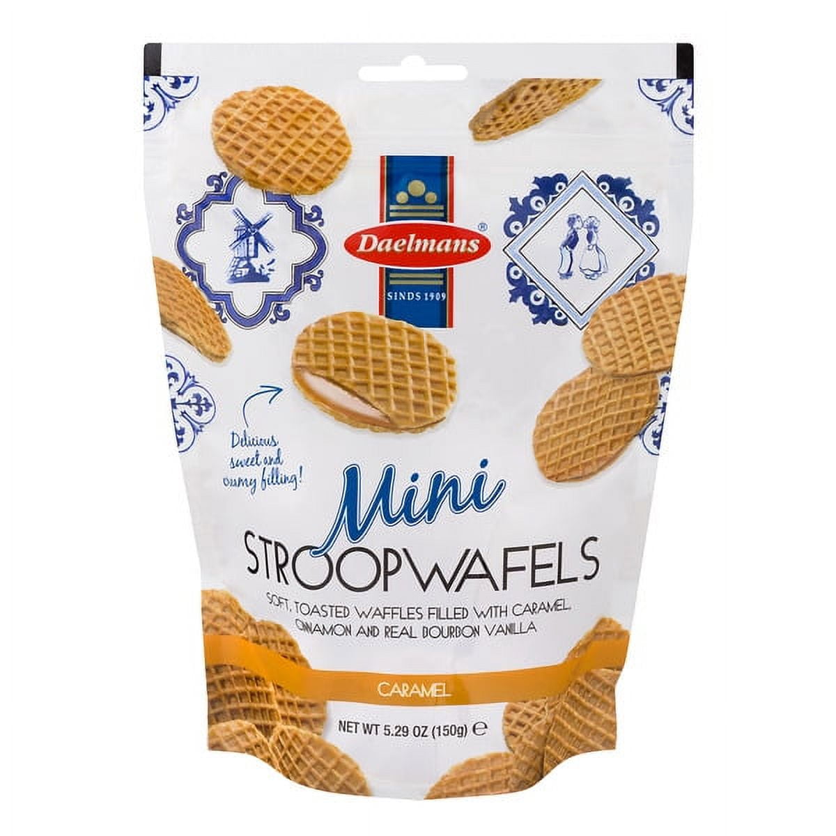 Daelmans Mini Vanilla Waffles, Caramel Stroopwafel in Resealable Grab ...