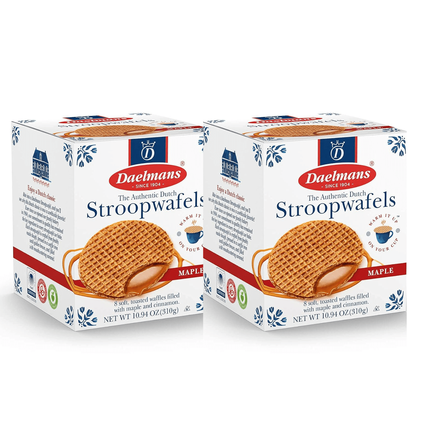 Daelmans Stroopwafels Waffle Maple Flavor 10.94 oz (8 Count Cube Box ...