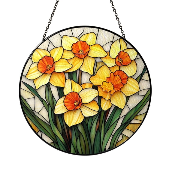 Daffodil Bloom Glass Style Window Hanging - Walmart.com