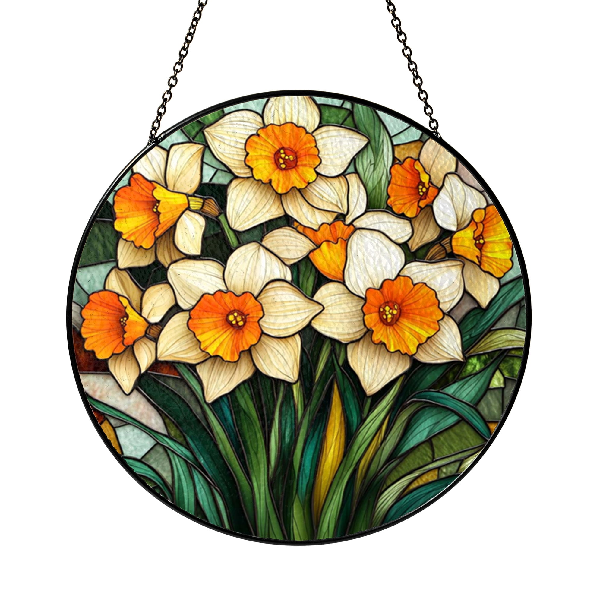 Daffodil Bloom Window Decor – Stained Glass Style Hanging Art1701 ...