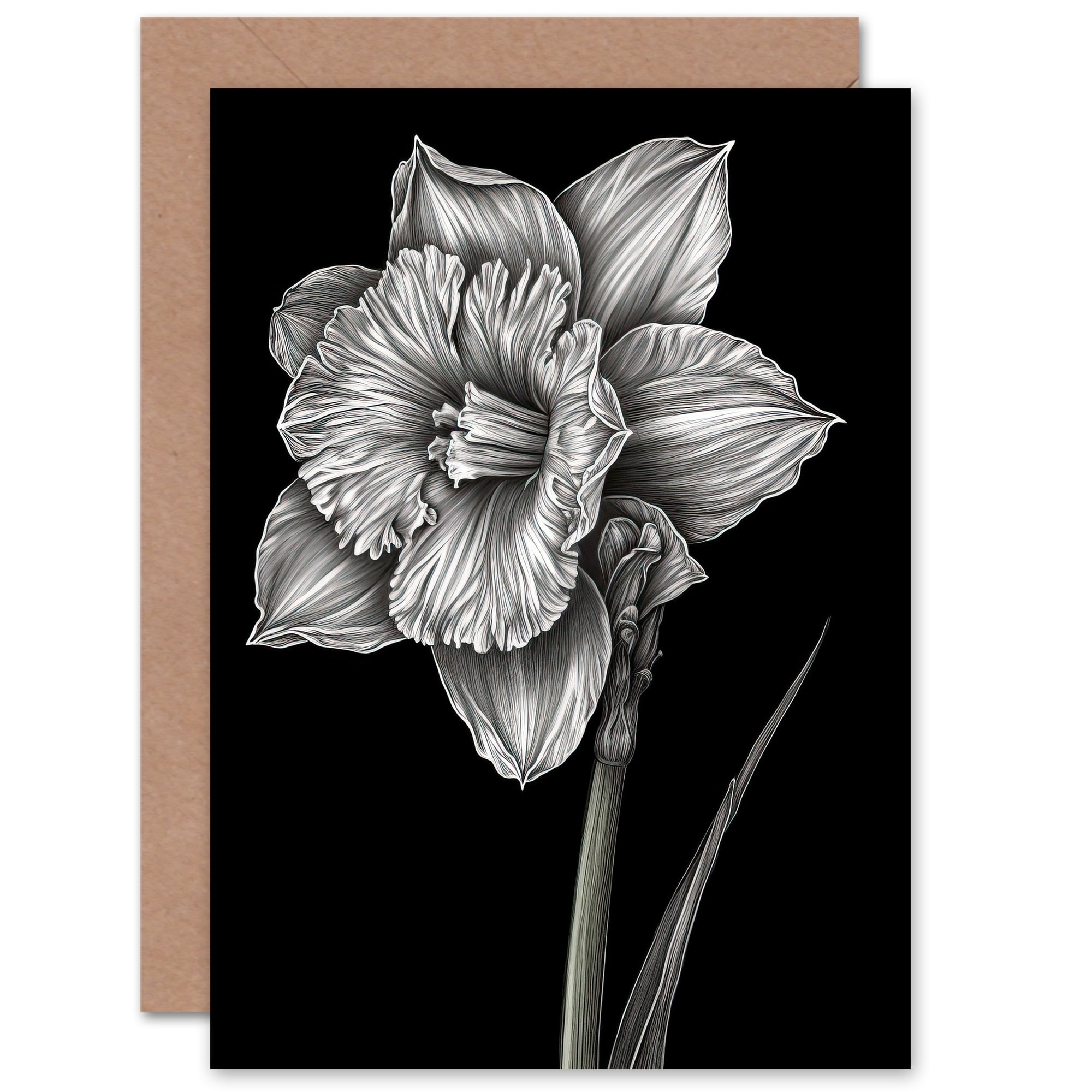 Daffodil Flower Black White for Wife Her Mum Sister Daughter Mom Gran ...