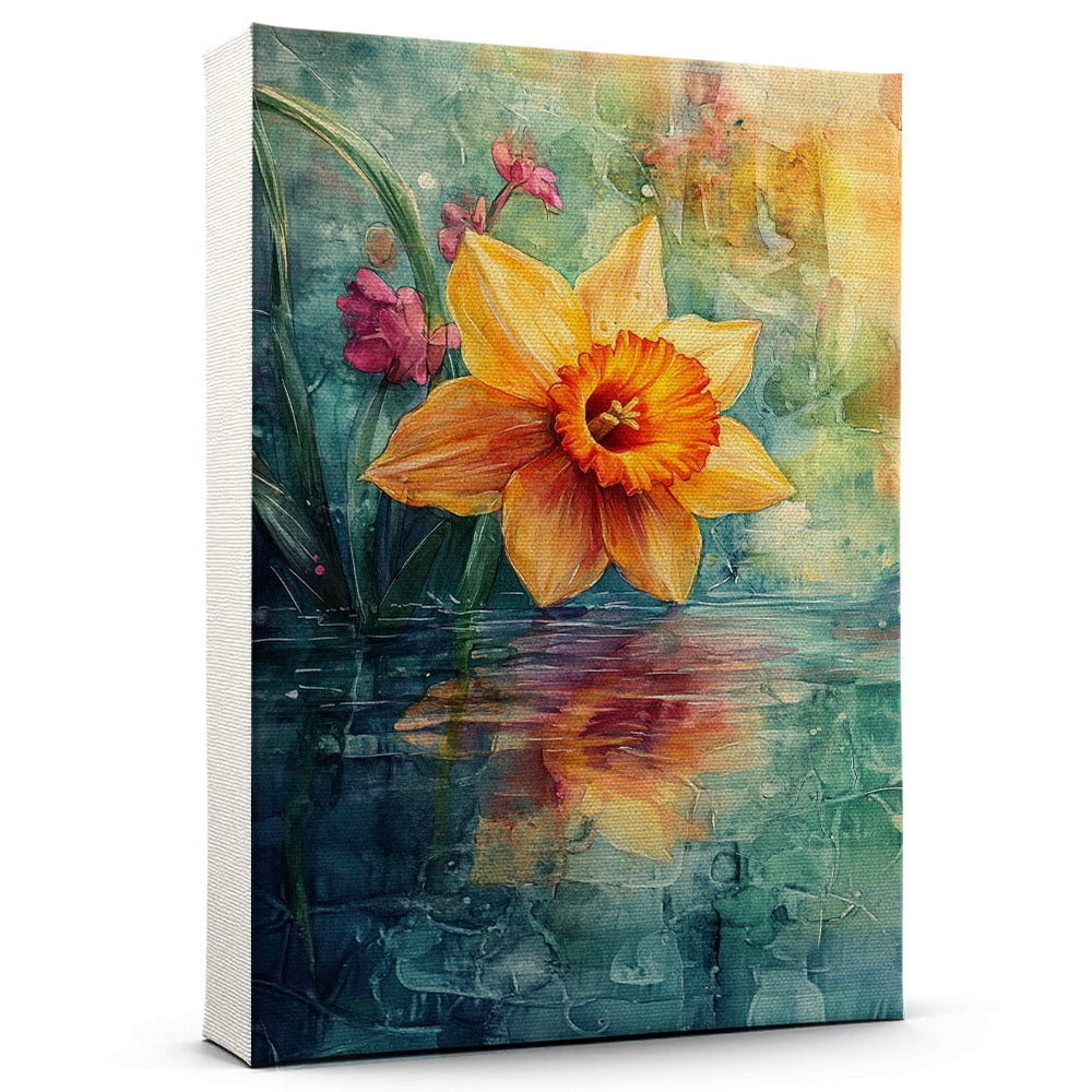 Daffodil Flower Canvas Wall Art 8x12 inches - Classic Antique Floral ...