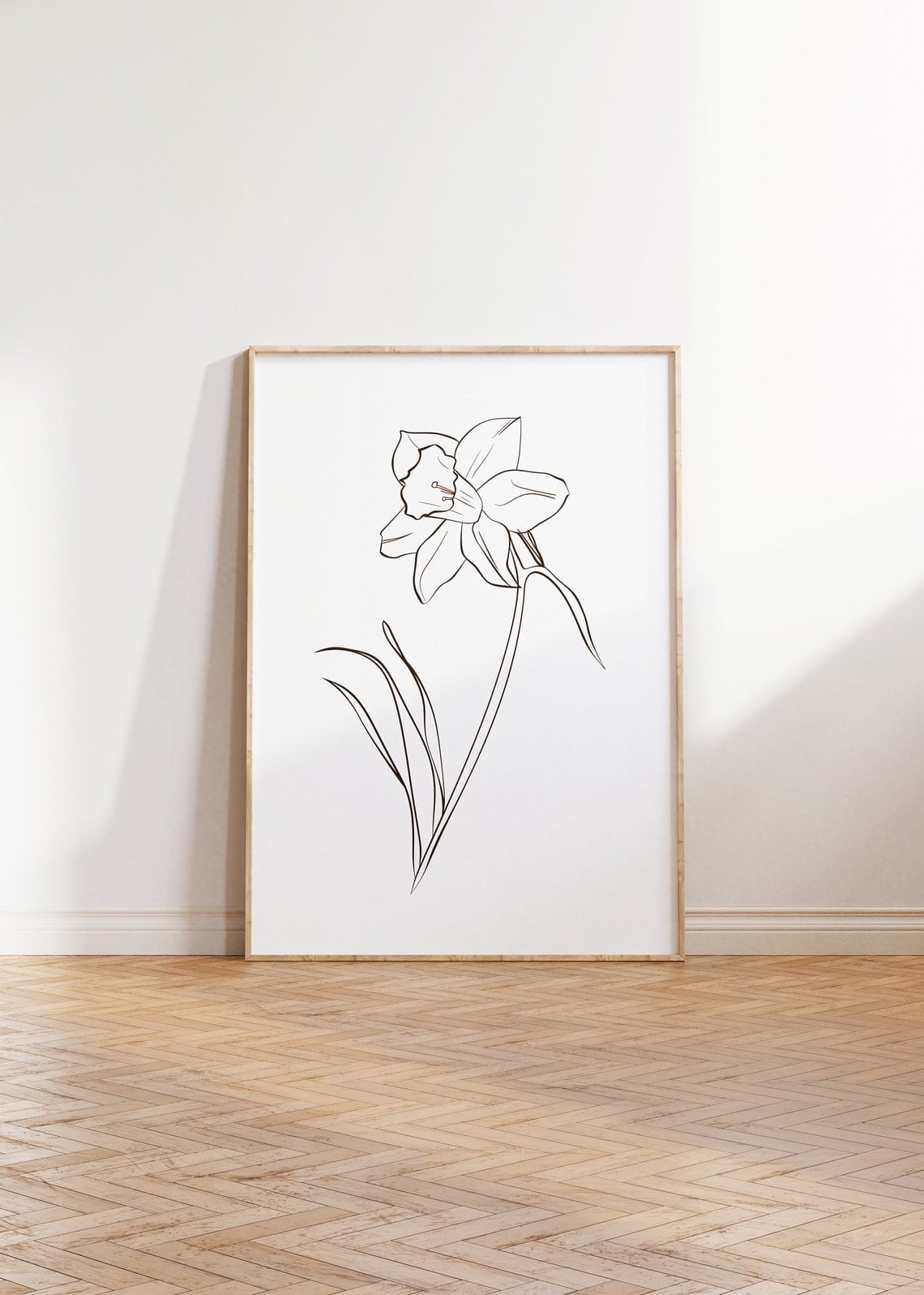 Daffodil Flower Line Wall Art, Single Line Flower Drawing, Continuous ...