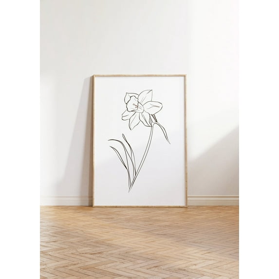 Daffodil Flower Line Wall Art, Single Line Flower Drawing, Continuous ...