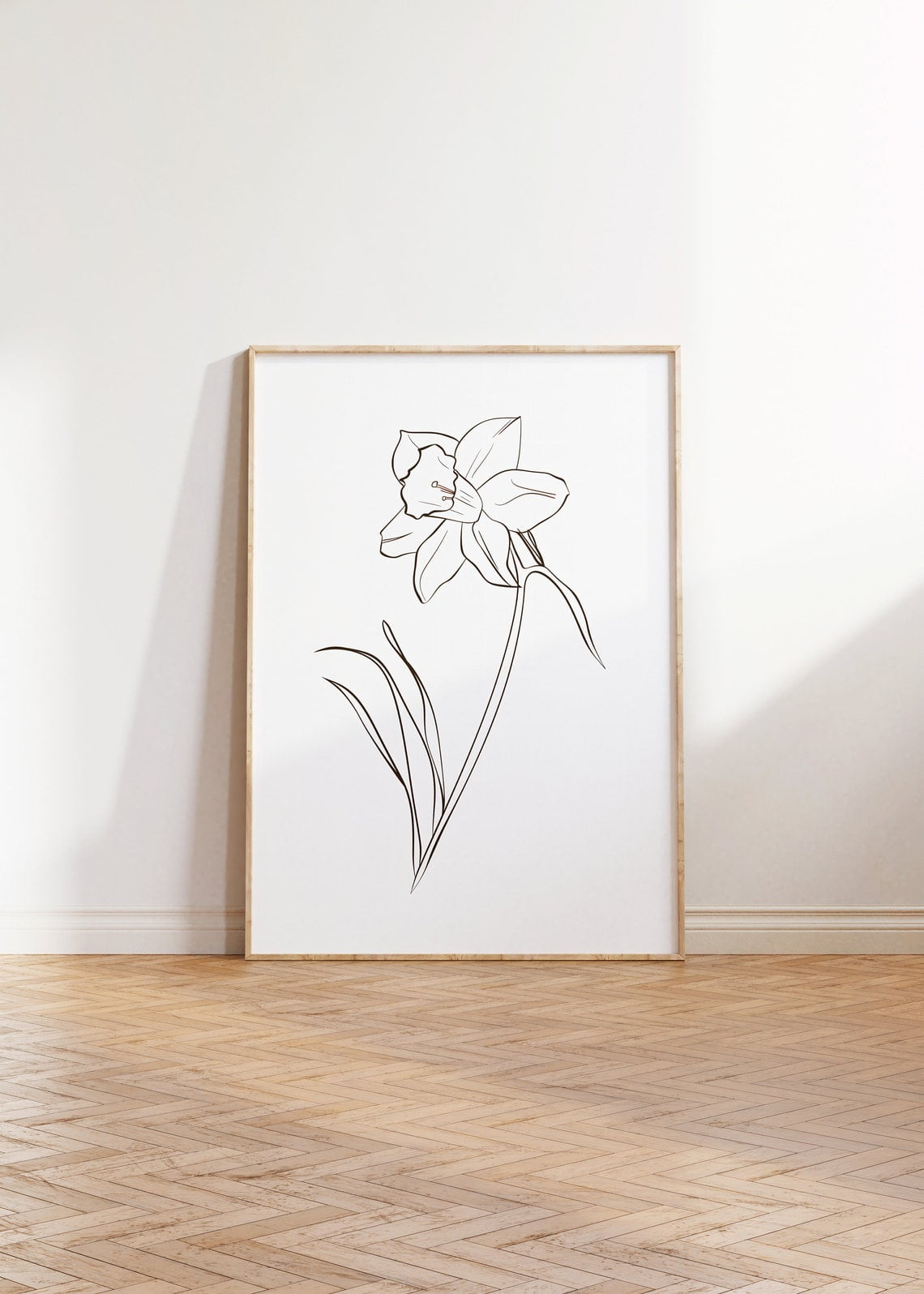 Daffodil Flower Line Wall Art, Single Line Flower Drawing, Continuous ...