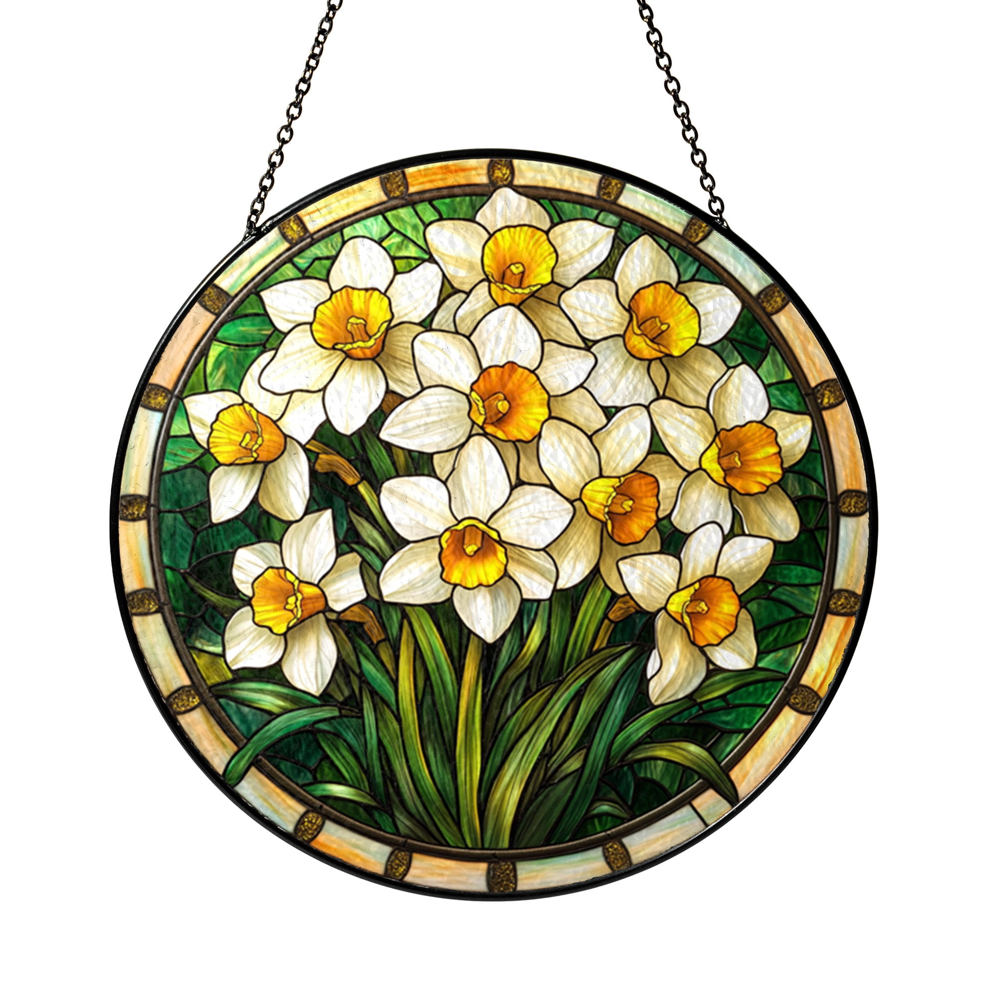 Daffodil Flower Stained Glass Style Suncatcher Window Hanging, Spring ...