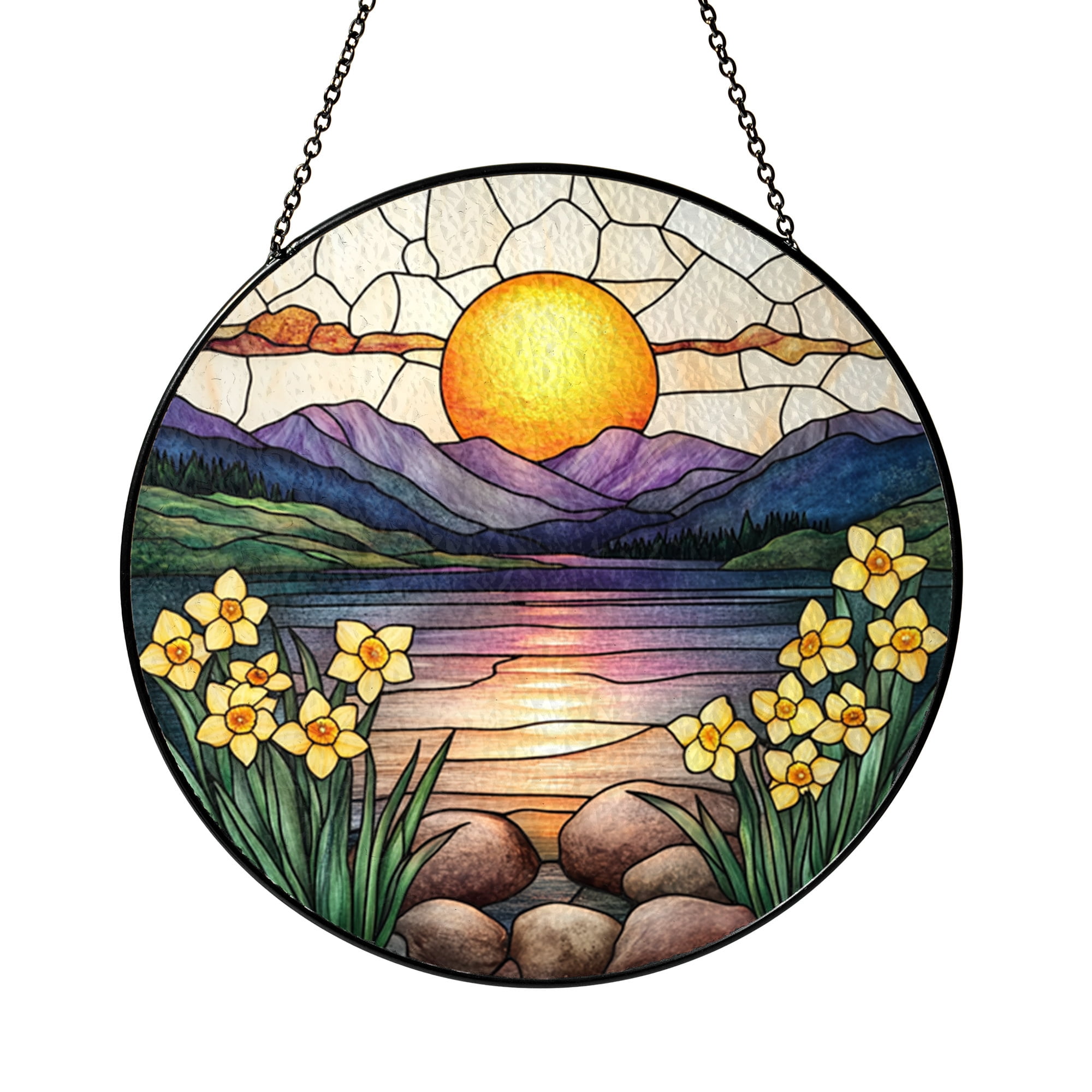 Daffodil Flower Stained Glass Suncatcher – Floral Window Hanging ...