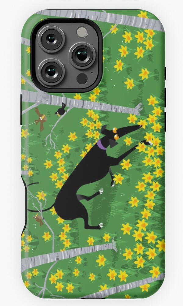 Daffodil Hound Illustration Phone Case for iPhone 16 15 14 13 12 11 Pro ...