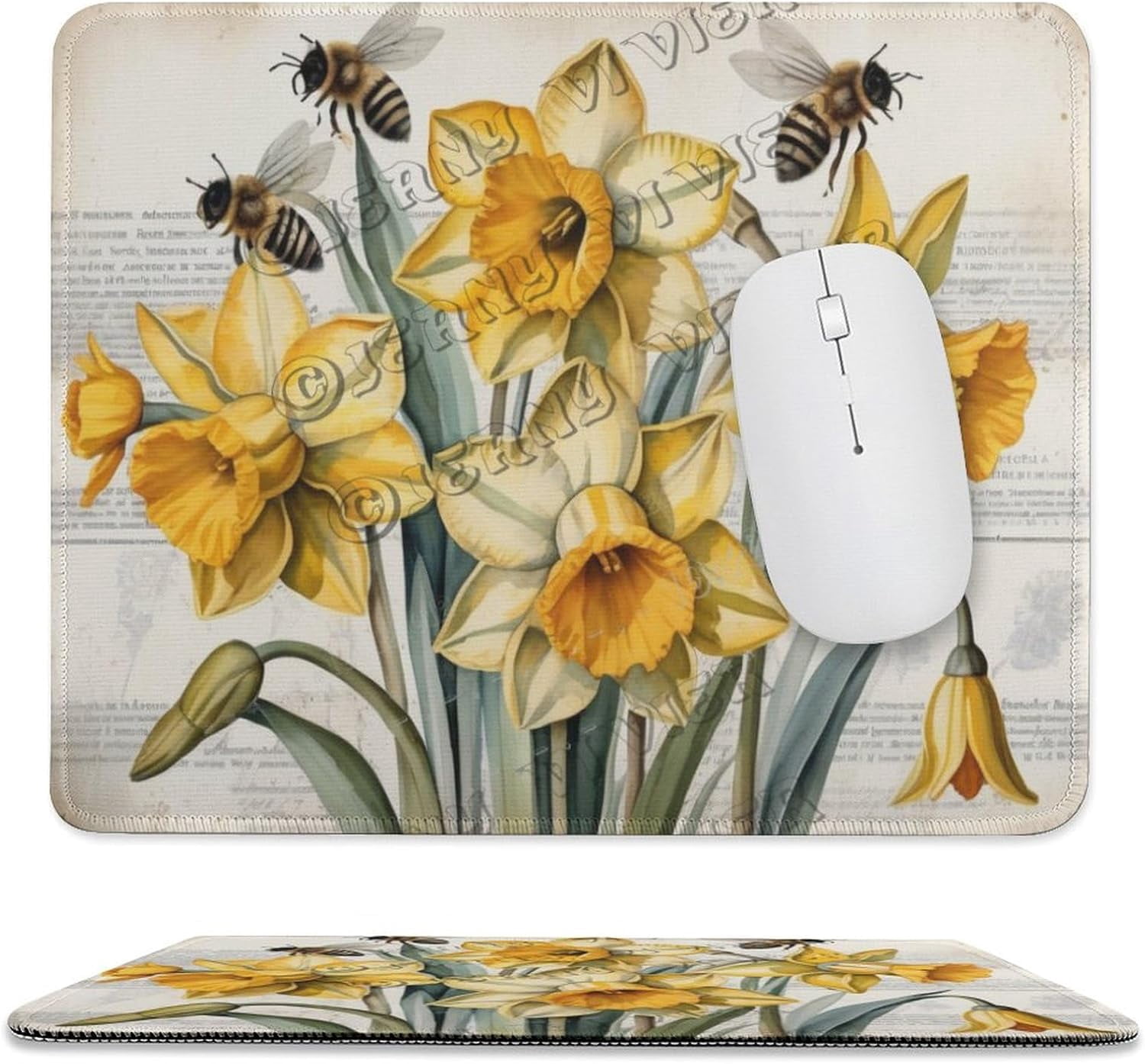 Daffodil Mouse Pad, 10"x12" Gaming Mouse Pad, Mousepad with Stitched ...