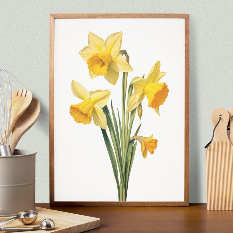 Daffodil Print, Floral Print, Flower Print, Botanical Print, Daffodil ...