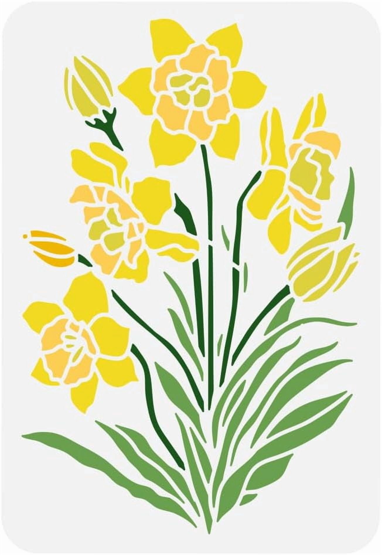 Daffodil Stencil for Painting 8.3x11.7inch Wildflower Stencil Flower ...