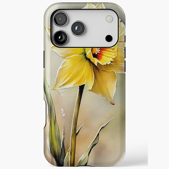 Daffodil Watercolor Art Spring Flower iPhone Case 17 to 11 Pro Max ...