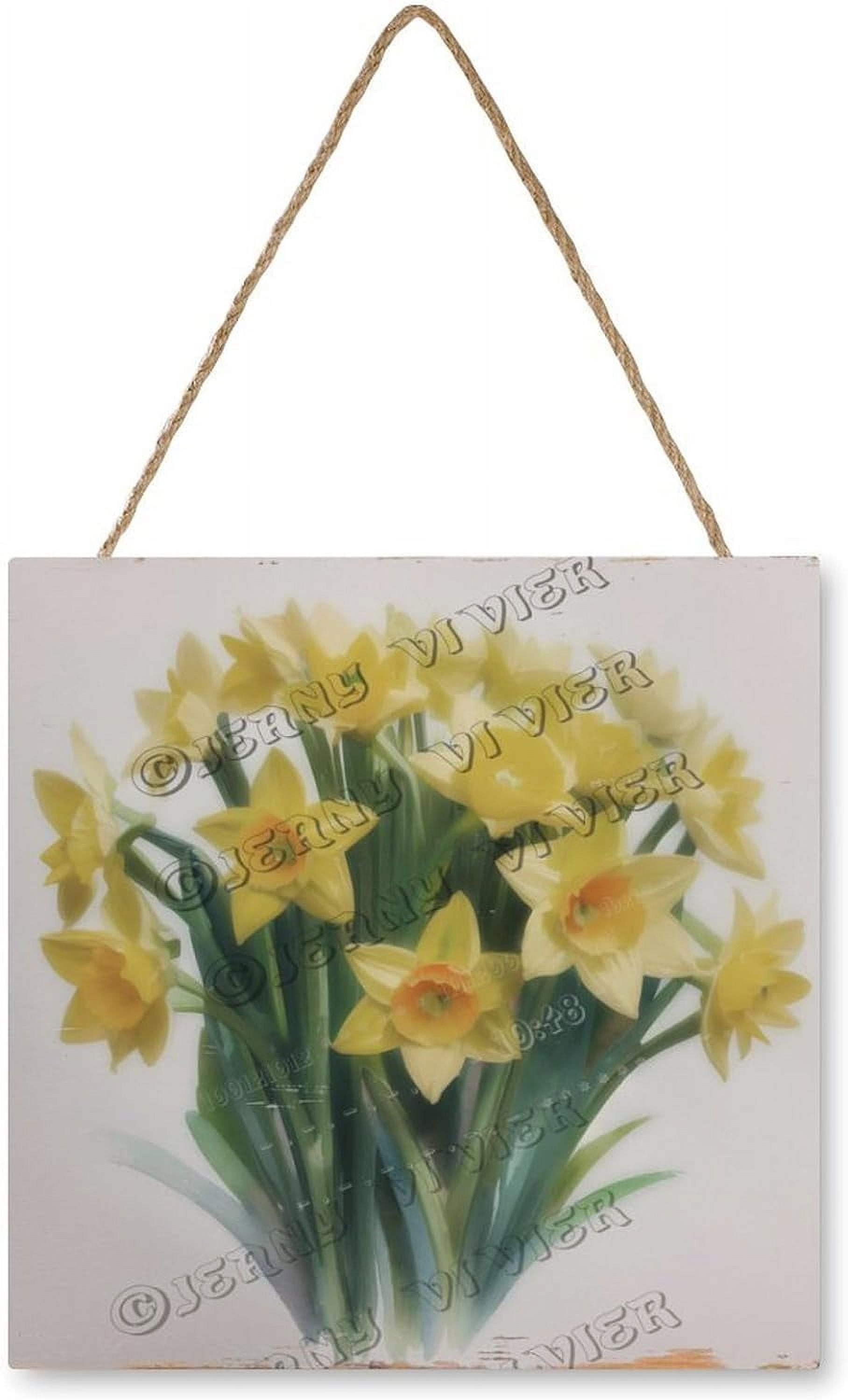 Daffodil Wooden Hanging Sign Spring Hanging Decorations Flower Welcome ...