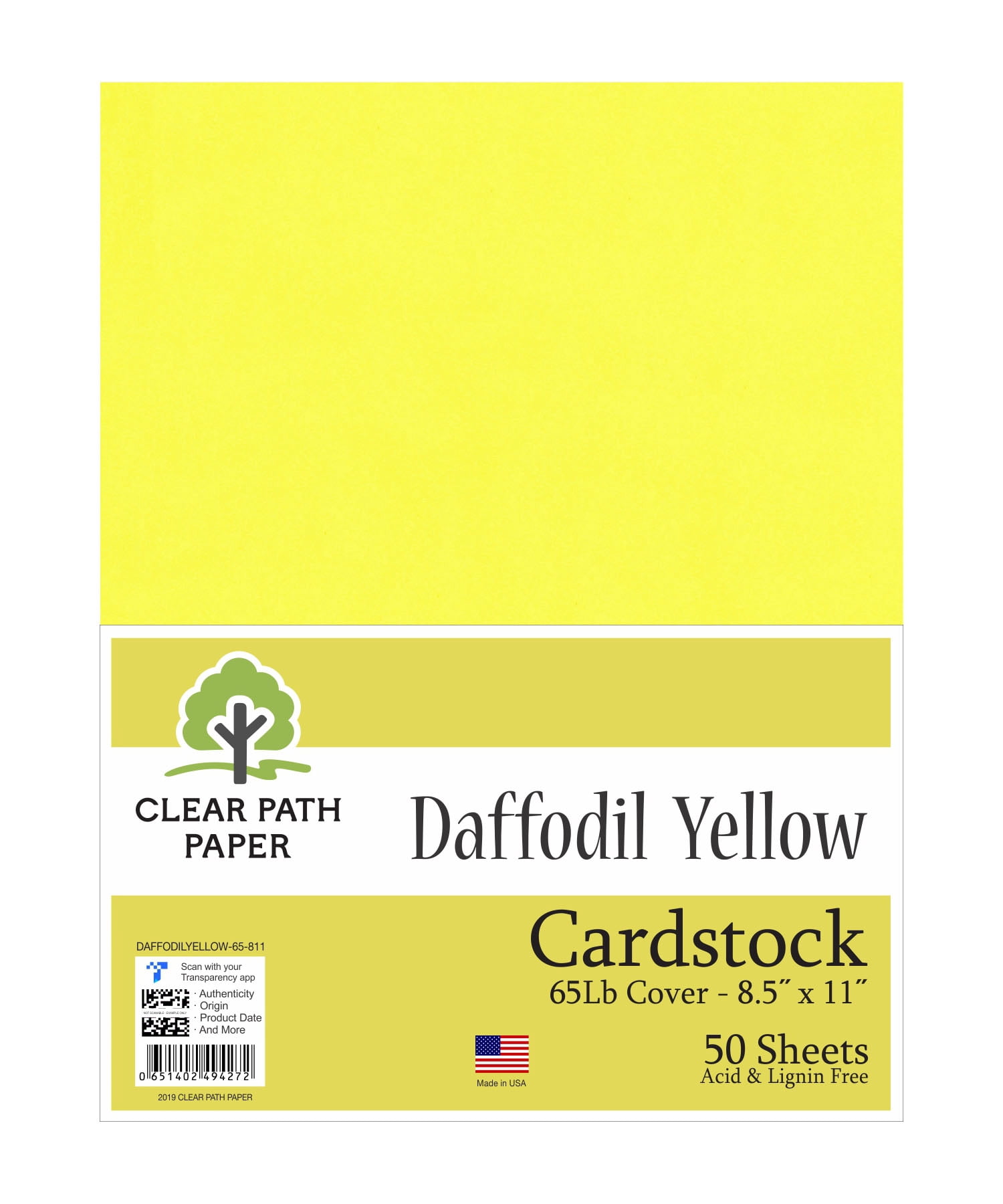 Daffodil Yellow Cardstock - 8.5 x 11 inch - 65Lb Cover - 50 Sheets ...