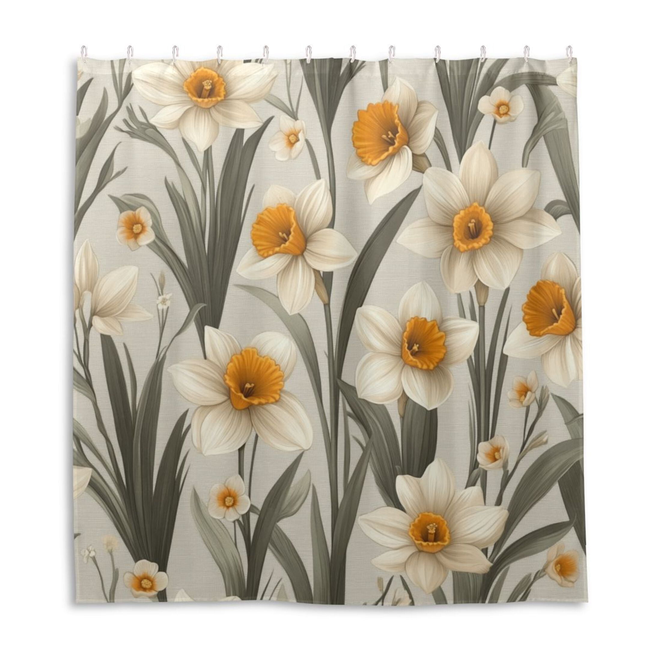 Daffodils Gray Pattern Shower Curtain Liner 66x72 Inch Waterproof ...