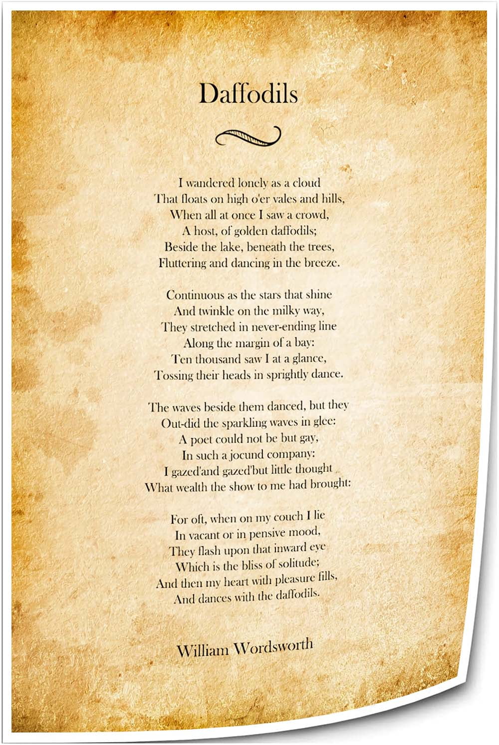 Daffodils Poem Wall Decor William Wordsworth Quotes Wall Art Poetry ...