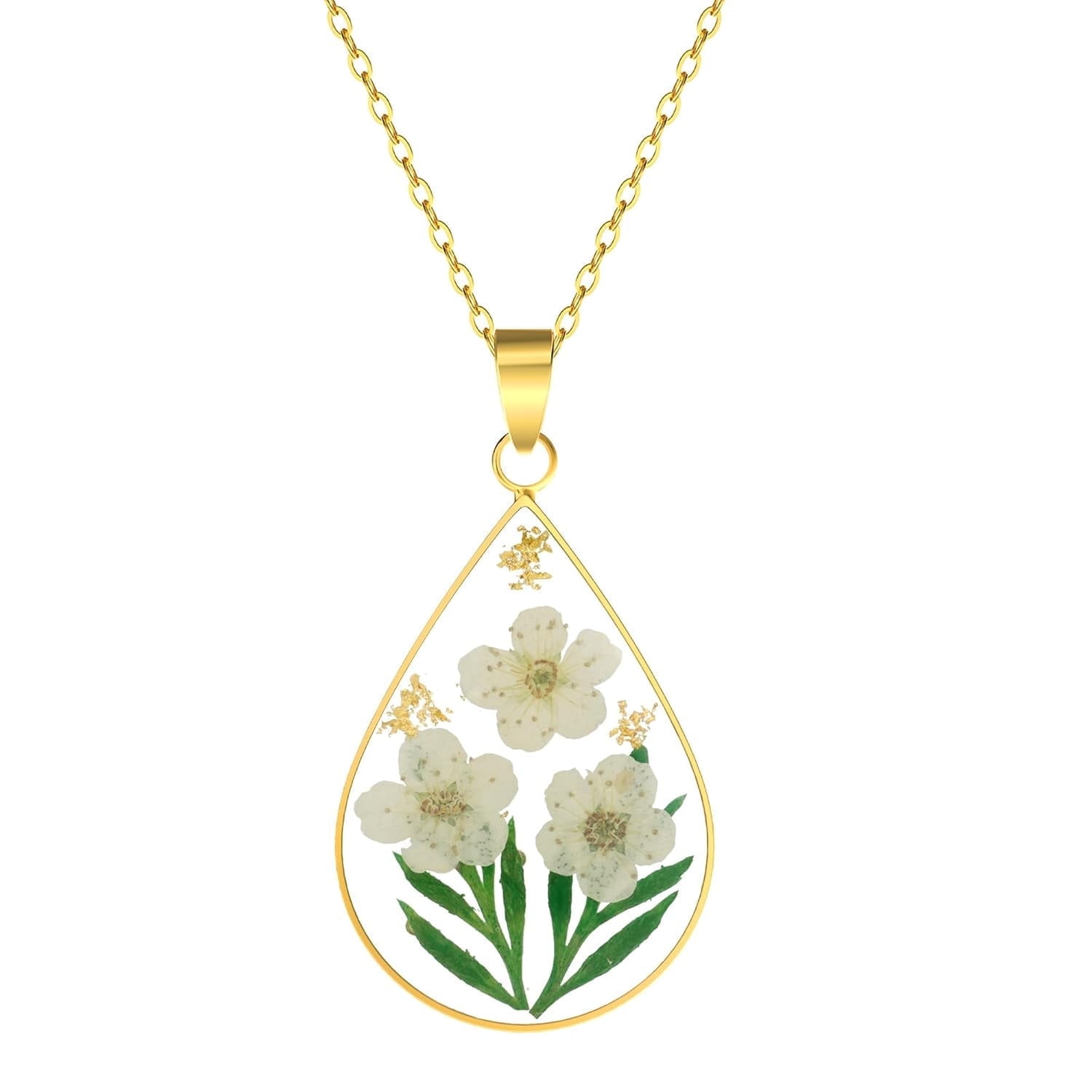 Daffodils Pressed Flower Necklace Handmade Pressed Flower Necklaces Gold Pressed Wildflower ...