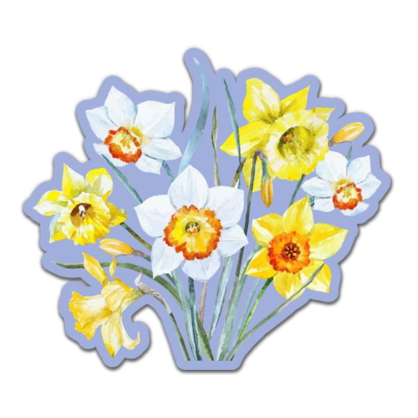 Daffodils Spring Flowers - 5" Vinyl Sticker - For Car Laptop I-Pad ...