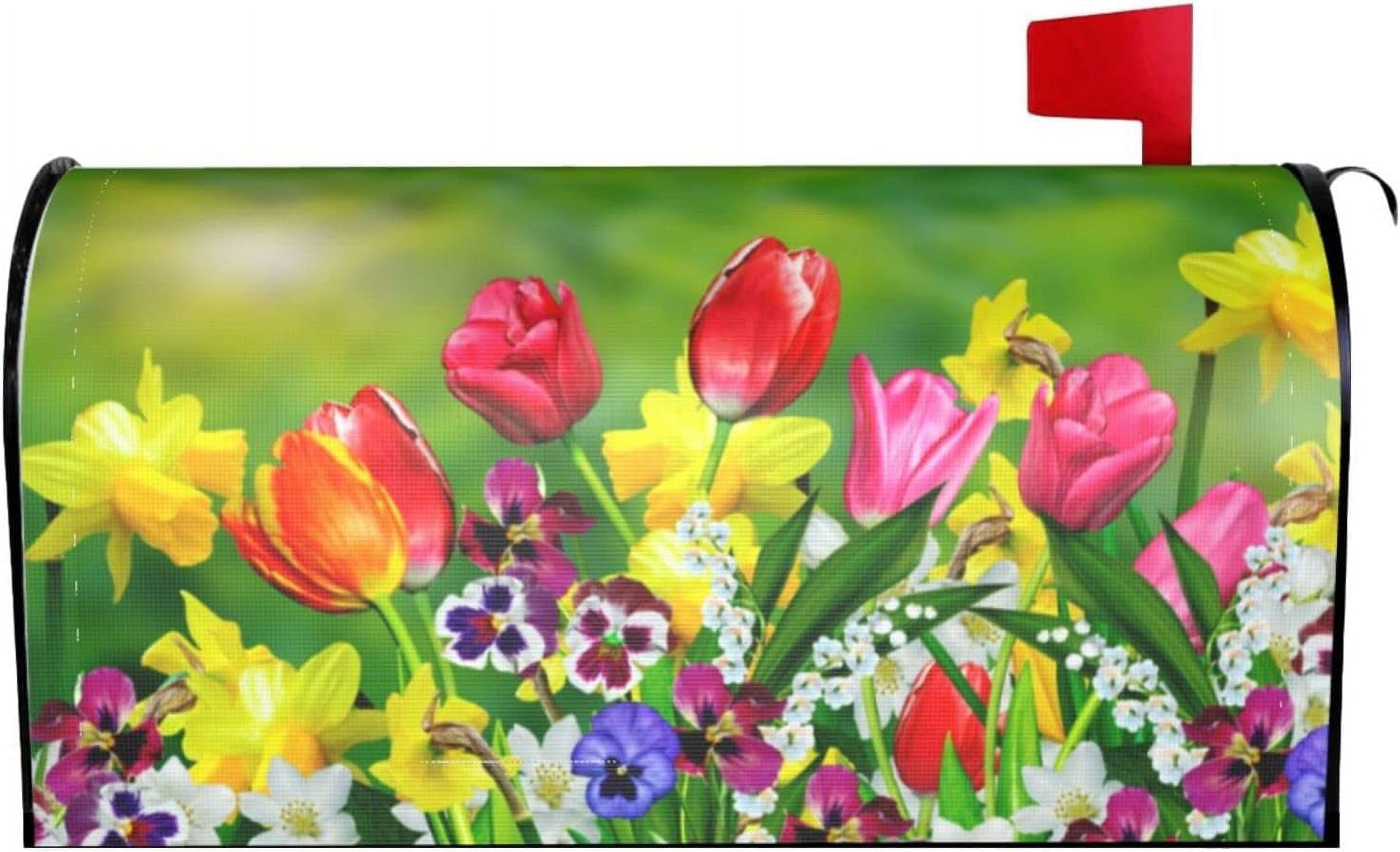Daffodils and Tulip Flower Mailbox Covers Magnetic Standard Size 25.5 ...