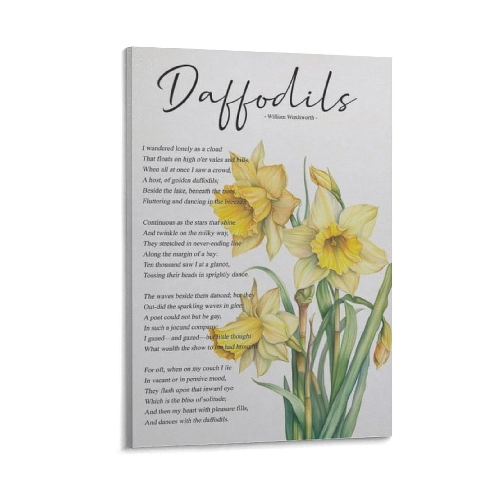 Daffodils by William Wordsworth Poem Poster Artworks Canvas Poster Room ...