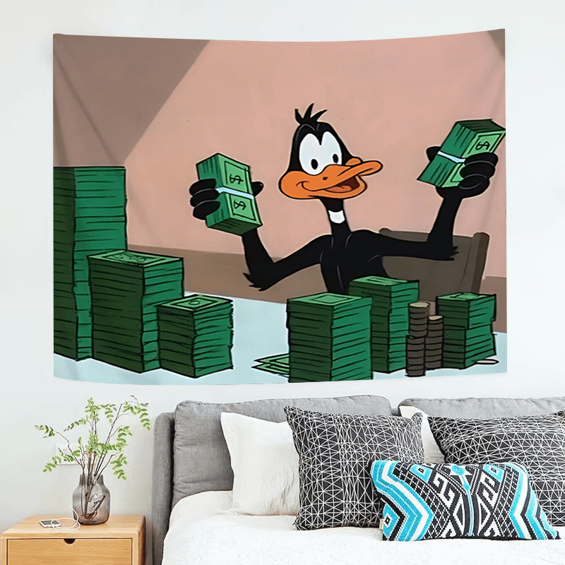Daffy Duck Money Tapestry - Cartoon Character Design & Premium ...