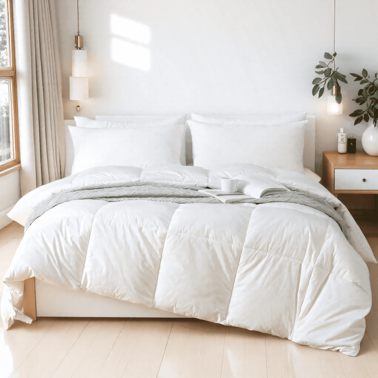 Dafinner Pima Cotton-Blend Feather Down Fibers Comforter,Duvet Insert ...