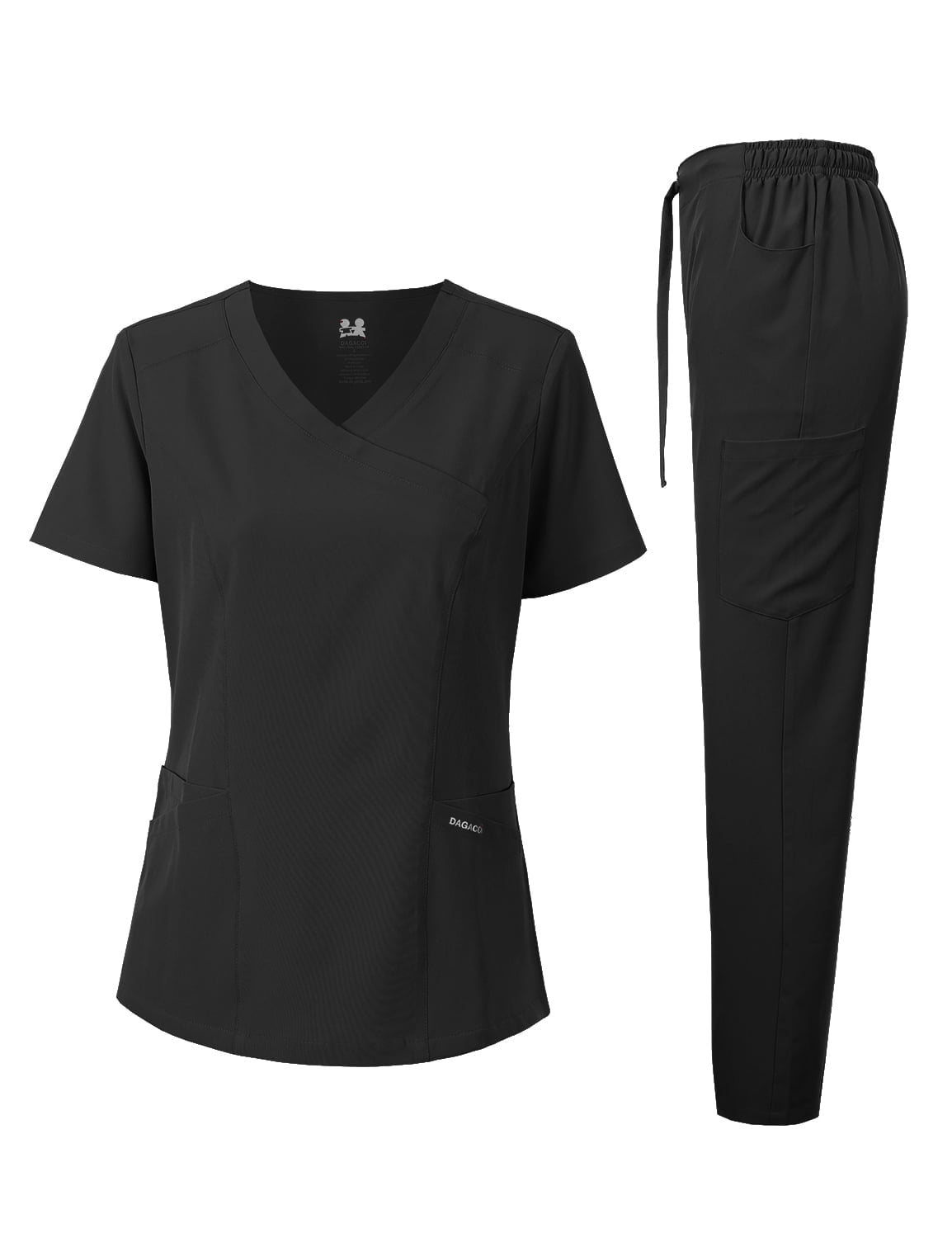 Dagacci Medical Uniform 4-Way Stretch Y-Neck Scrub Set - Walmart ...