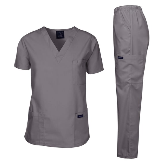 Dagacci Unisex Scrubs Set, Classic V-Neck Top, Elastic Drawstring Pants ...