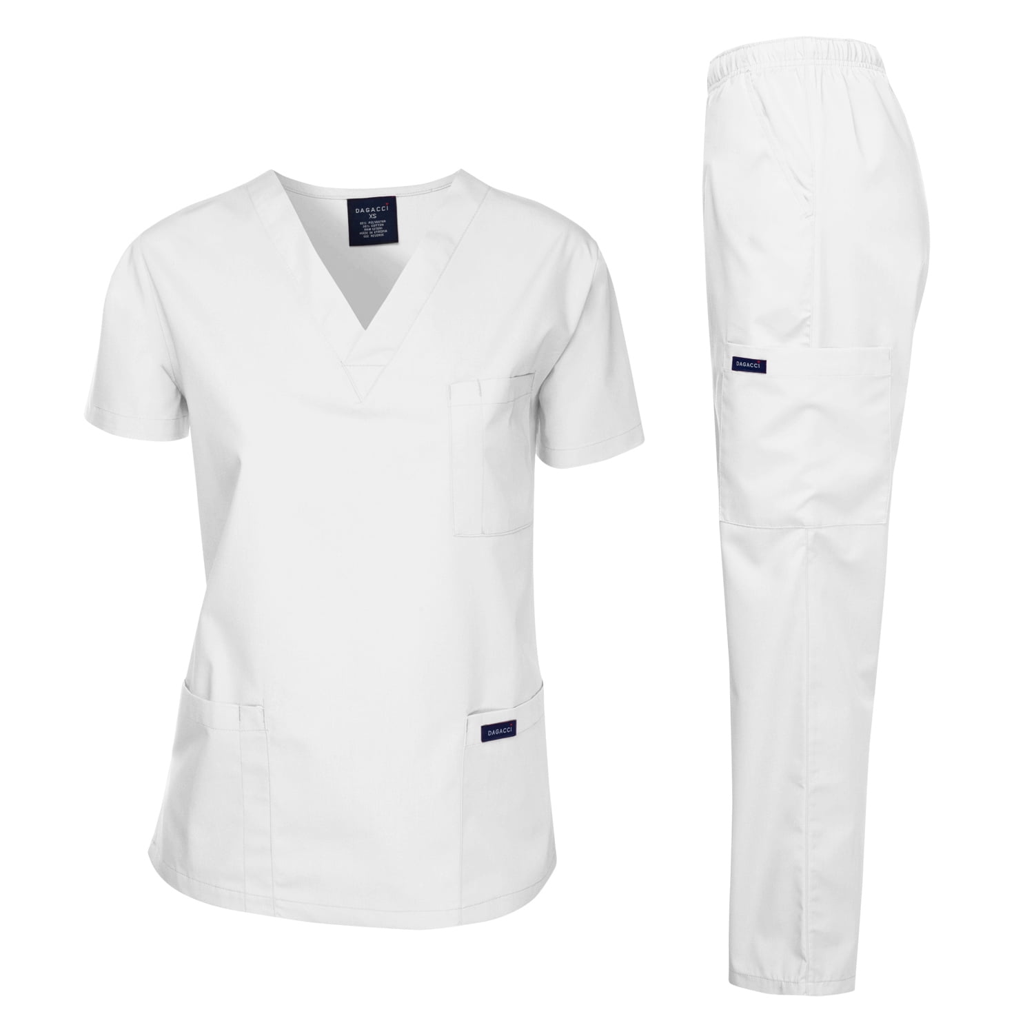 DAGACCI Medical Uniform, Unisex Scrub Set, V-Neck Top, Cargo Pants ...