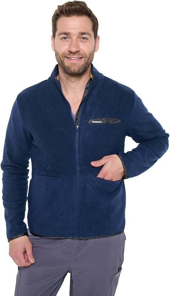 Dagacci Medical Uniform Unisex Warm Up Zip Front Fleece Scrub Jacket ...