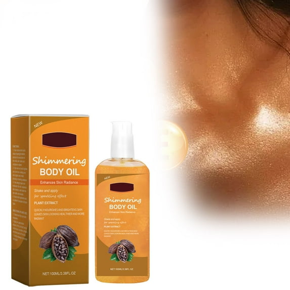 Dagaeig Cocoa Butter Formula Shimmer Body Oil with Vitamin E, Radiance Body Oil for Glowing Skin ...