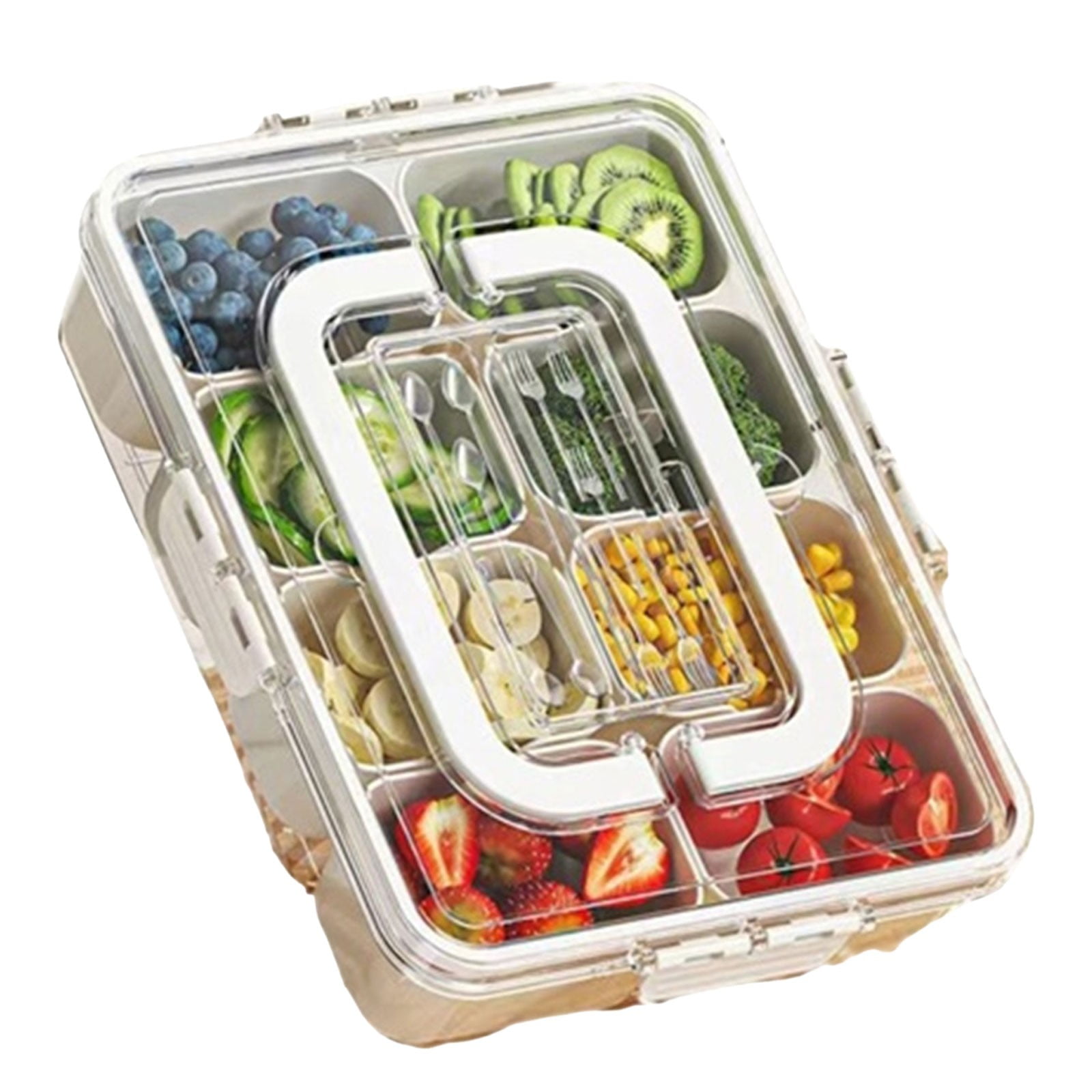 Dagaeig Divided Serving Tray with Lid and Handle - Snackle Box ...