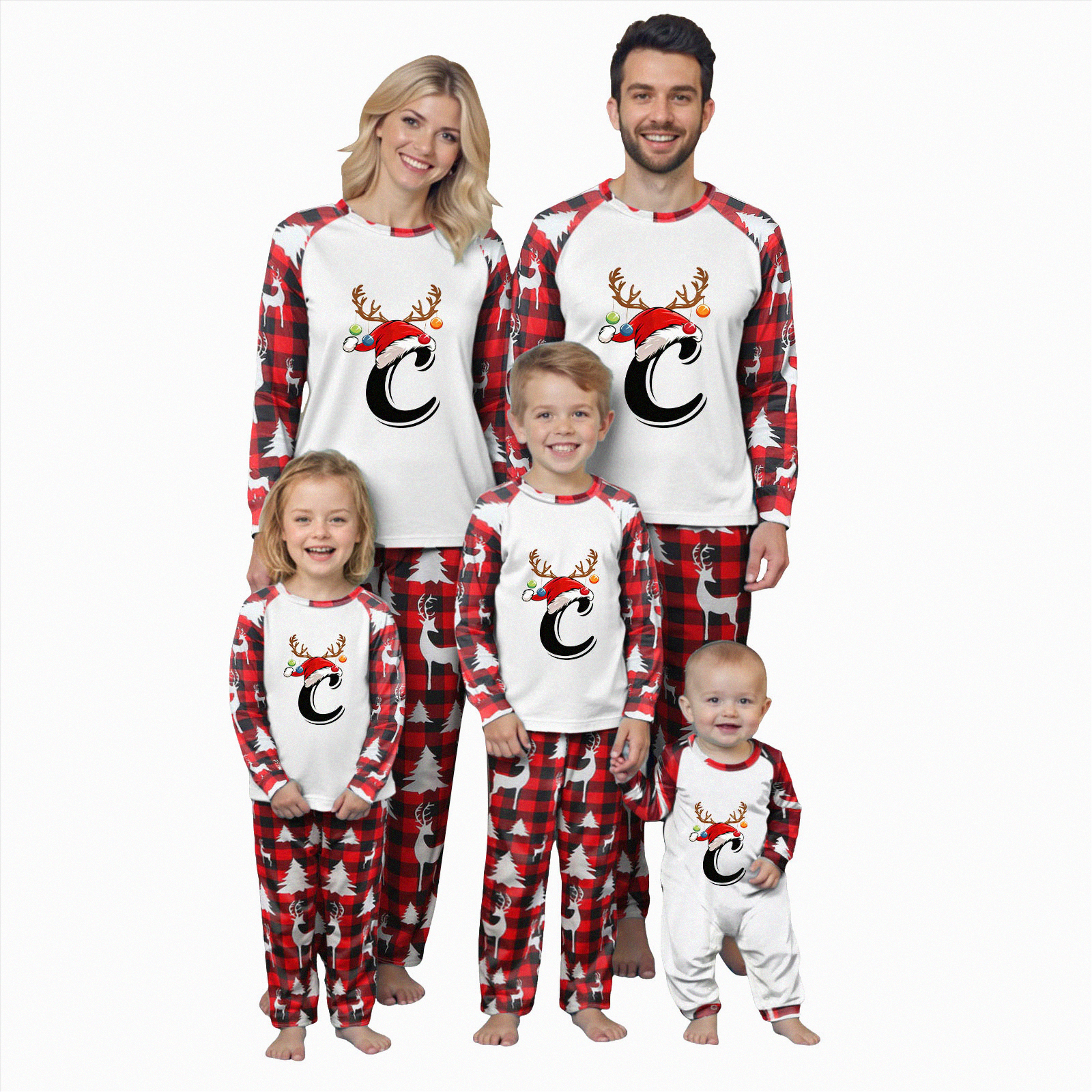 Dagaeig Family Christmas Pajamas Initials 26 Letter Prints Mens Womens ...
