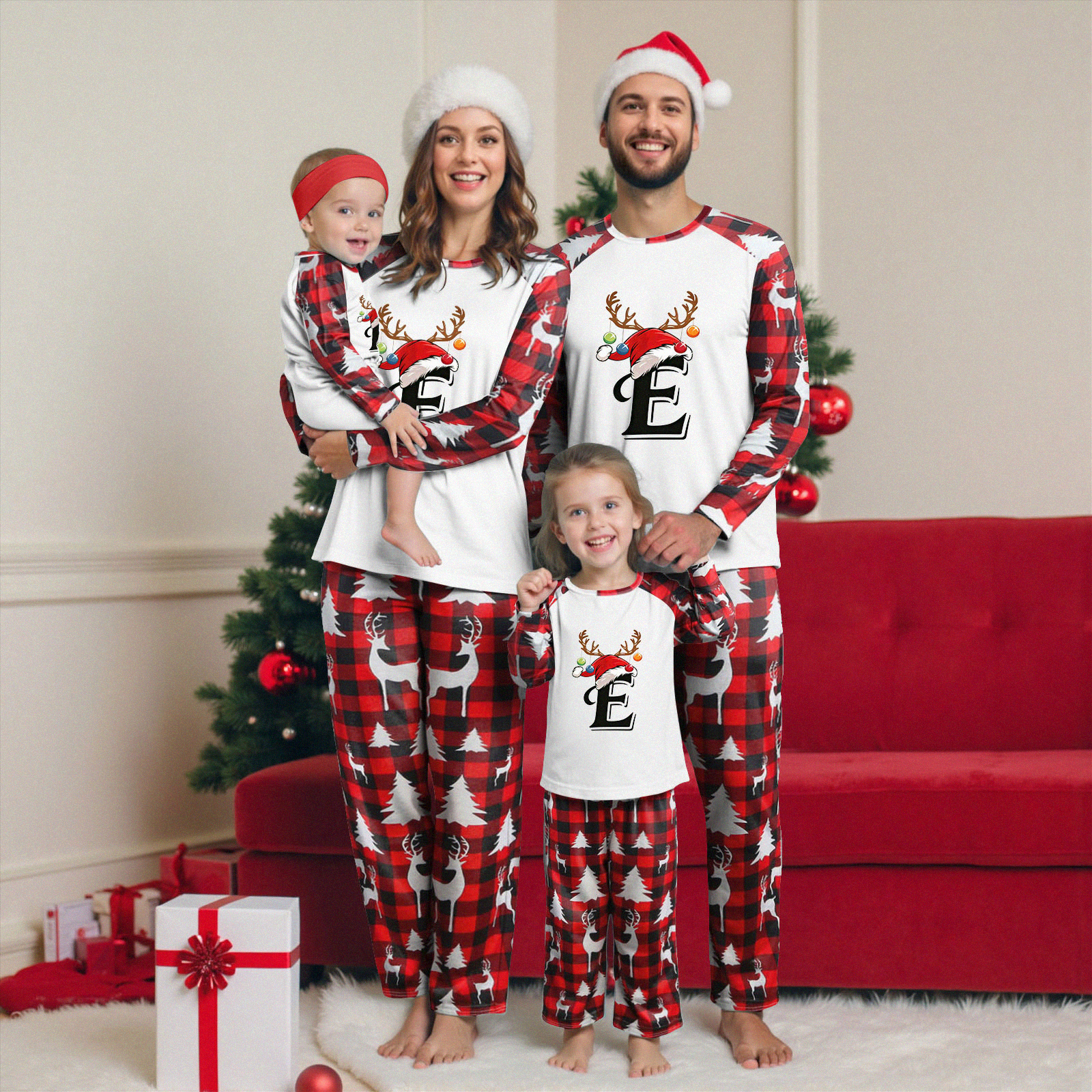Dagaeig Matching Family Pajamas Initials 26 Letter Prints Mens Womens ...