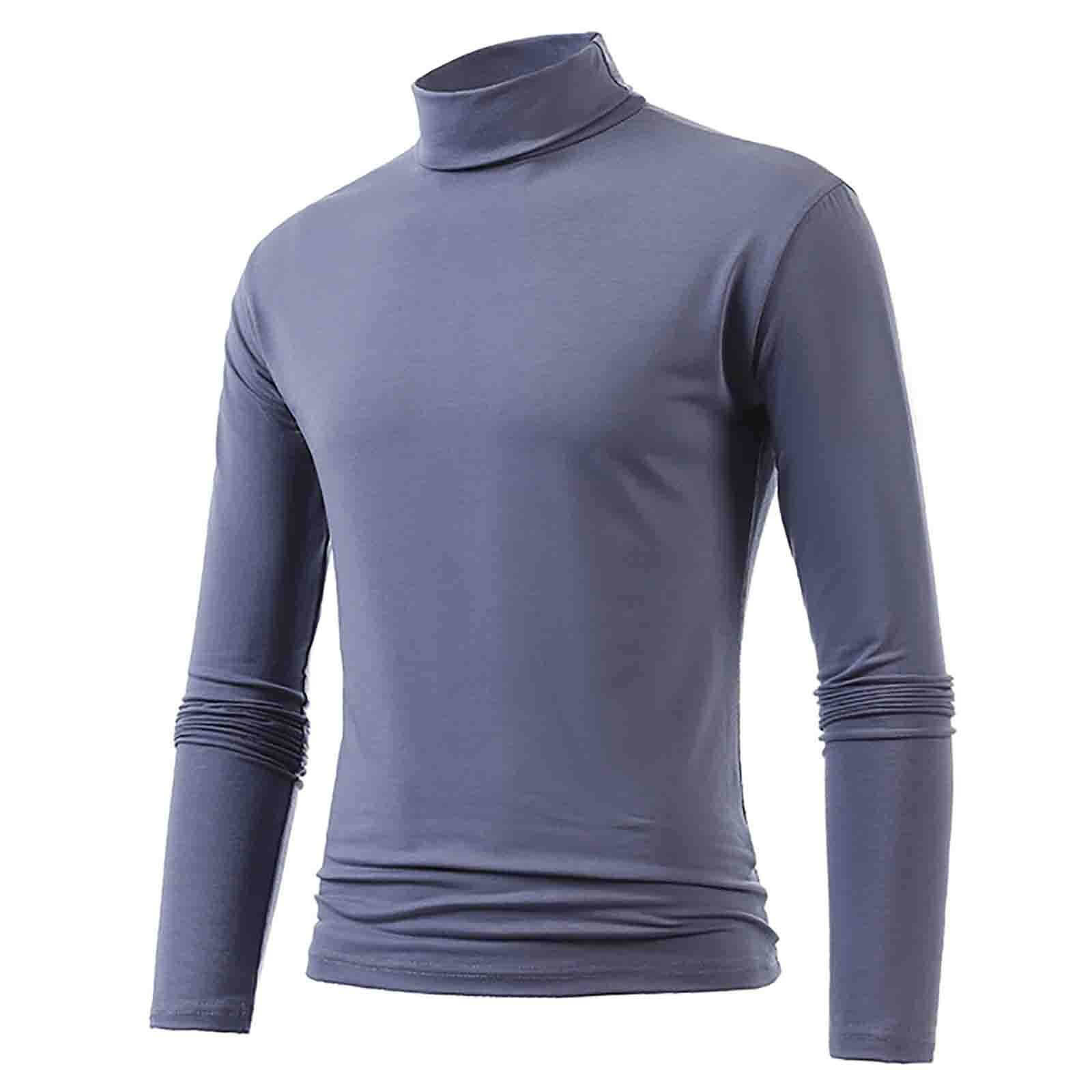 Dagaeig Men's Turtleneck Shirts Gold Neck Cotton Slim Fit Tight Thermal ...