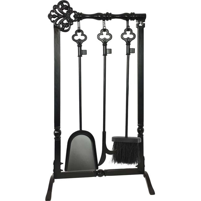 Dagan 1370 Key Design Fireplace Tool Set, Black - 4 Piece - Walmart.com