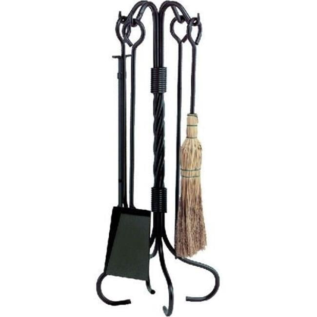 Dagan 5810 Wrought Iron Fireplace Tool Set - Corn Broom & Twist Stand ...