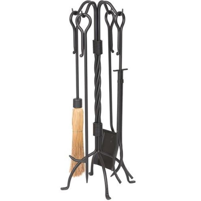 Dagan 5822 Wrought Iron Fireplace Tool Set - Corn Broom & Twist Stand ...