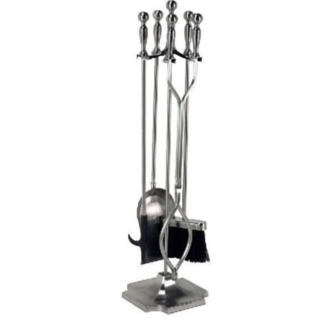 Dagan 7532 Fireplace Tool Set - Rail on Base, Pewter - 5 Piece ...
